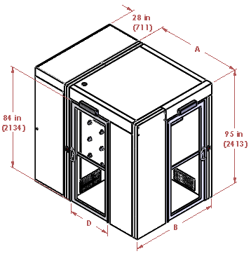 Low-Profile 90-Degree ADA Compliant Air Showers - CAP701LP-RH/LH-7372